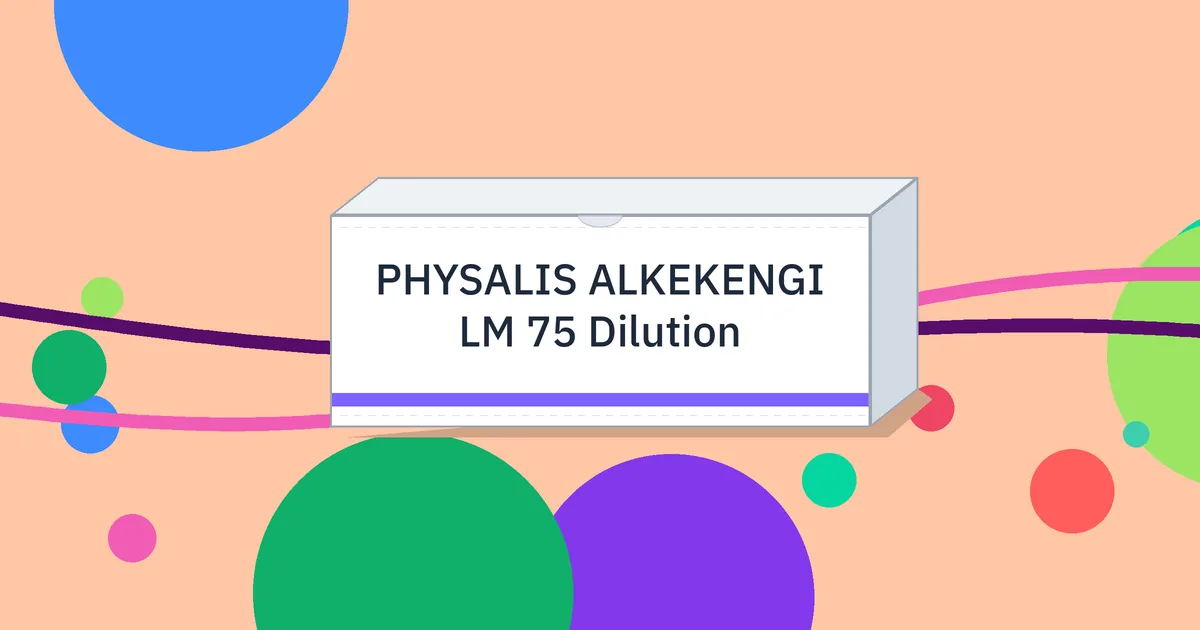 Symbolbild: Packung mit der Aufschrift PHYSALIS ALKEKENGI LM 75 Dilution (PZN 13639985) – Verfügbarkeit und Bezug in Apotheken in Frankfurt am Main