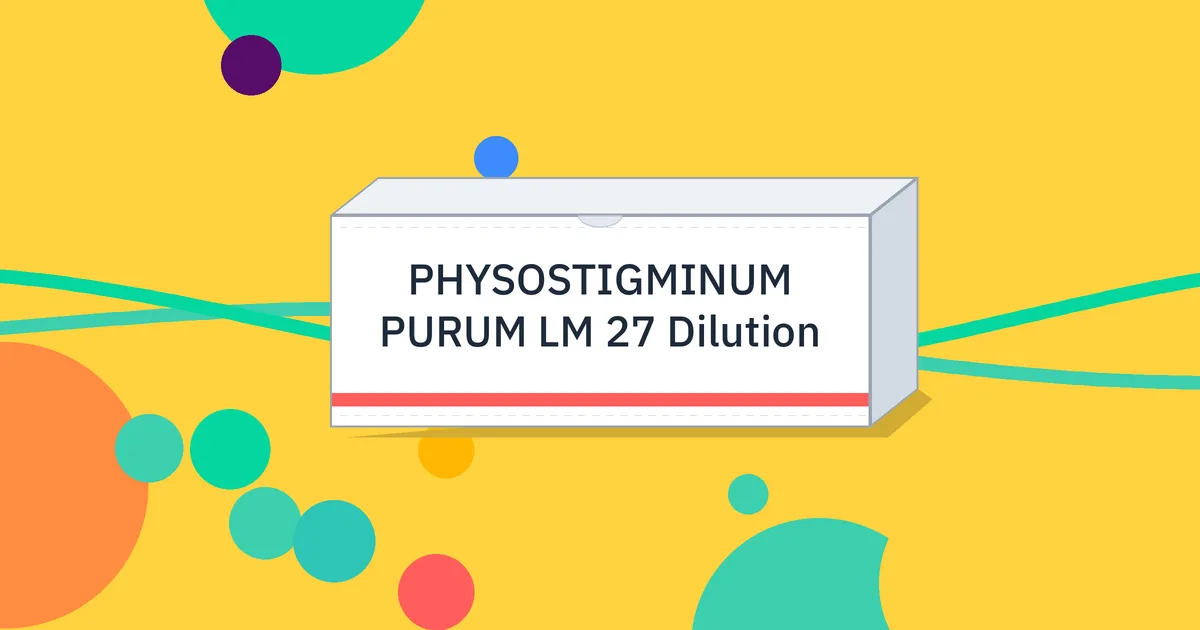 Symbolbild: Packung mit der Aufschrift PHYSOSTIGMINUM PURUM LM 27 Dilution (PZN 13035997) – Verfügbarkeit und Bezug in Apotheken in Frankfurt am Main