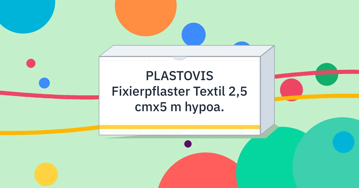 Symbolbild: Packung mit der Aufschrift PLASTOVIS Fixierpflaster Textil 2,5 cmx5 m hypoa. (PZN 03755265) – Verfügbarkeit und Bezug in Apotheken in Frankfurt am Main
