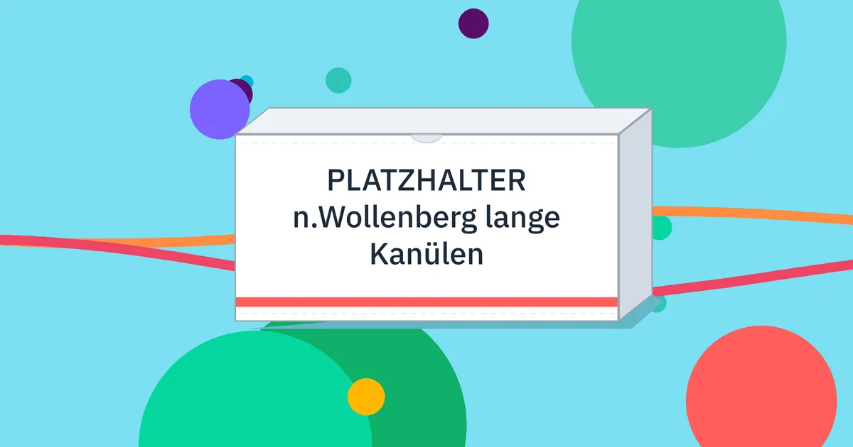 Symbolbild: Packung mit der Aufschrift PLATZHALTER n.Wollenberg lange Kanülen (PZN 06308868) – Verfügbarkeit und Bezug in Apotheken in Frankfurt am Main