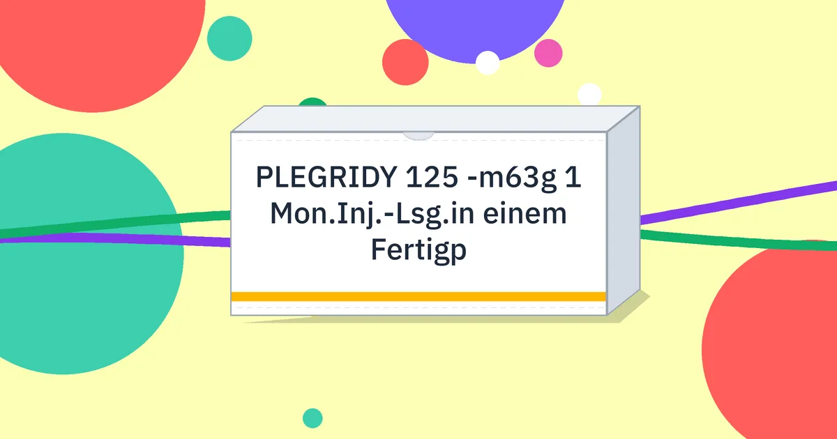 Symbolbild: Packung mit der Aufschrift PLEGRIDY 125 -m63g 1 Mon.Inj.-Lsg.in einem Fertigp (PZN 11181909) – Verfügbarkeit und Bezug in Apotheken in Frankfurt am Main