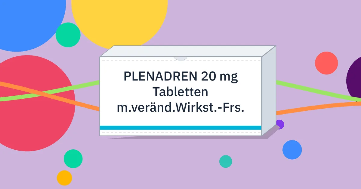 Symbolbild: Packung mit der Aufschrift PLENADREN 20 mg Tabletten m.veränd.Wirkst.-Frs. (PZN 11229361) – Verfügbarkeit und Bezug in Apotheken in Frankfurt am Main