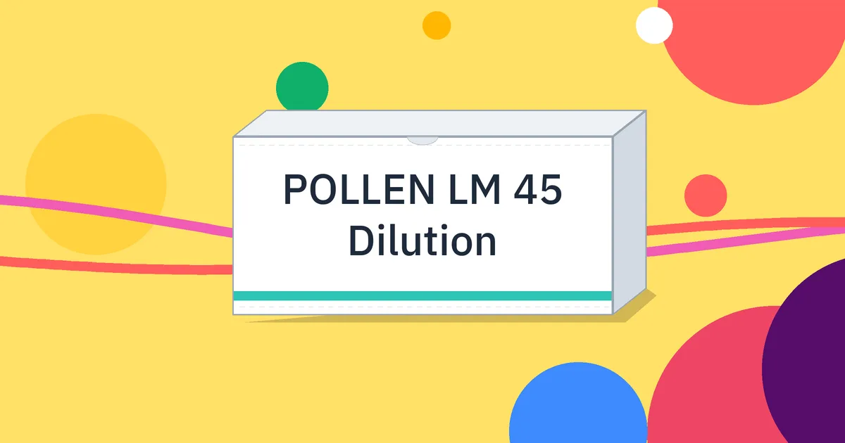 Symbolbild: Packung mit der Aufschrift POLLEN LM 45 Dilution (PZN 13043560) – Verfügbarkeit und Bezug in Apotheken in Frankfurt am Main