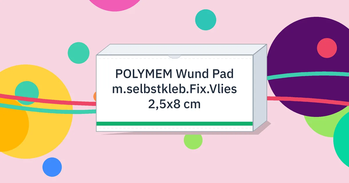 Symbolbild: Packung mit der Aufschrift POLYMEM Wund Pad m.selbstkleb.Fix.Vlies 2,5x8 cm (PZN 02919954) – Verfügbarkeit und Bezug in Apotheken in Frankfurt am Main