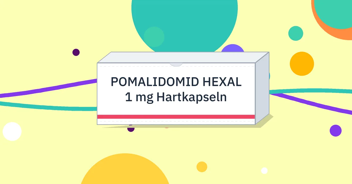 Symbolbild: Packung mit der Aufschrift POMALIDOMID HEXAL 1 mg Hartkapseln (PZN 19136386) – Verfügbarkeit und Bezug in Apotheken in Frankfurt am Main