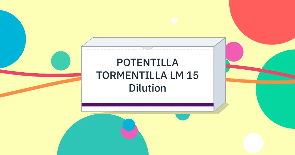 Symbolbild: Packung mit der Aufschrift POTENTILLA TORMENTILLA LM 15 Dilution (PZN 13665698) – Verfügbarkeit und Bezug in Apotheken in Frankfurt am Main