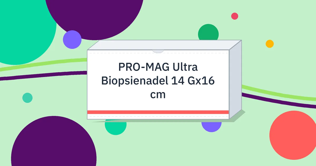 Symbolbild: Packung mit der Aufschrift PRO-MAG Ultra Biopsienadel 14 Gx16 cm (PZN 06769173) – Verfügbarkeit und Bezug in Apotheken in Frankfurt am Main