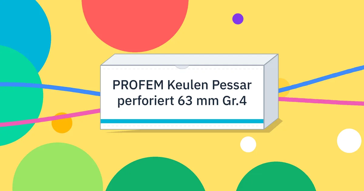 Symbolbild: Packung mit der Aufschrift PROFEM Keulen Pessar perforiert 63 mm Gr.4 (PZN 11671714) – Verfügbarkeit und Bezug in Apotheken in Frankfurt am Main