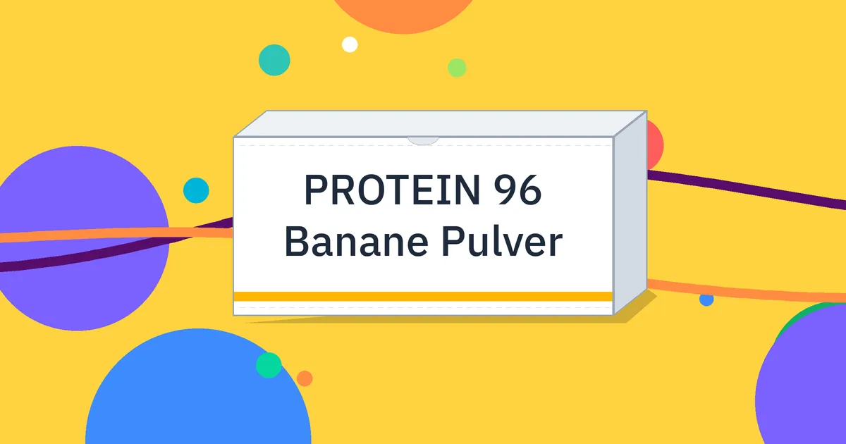 Symbolbild: Packung mit der Aufschrift PROTEIN 96 Banane Pulver (PZN 20106516) – Verfügbarkeit und Bezug in Apotheken in Frankfurt am Main