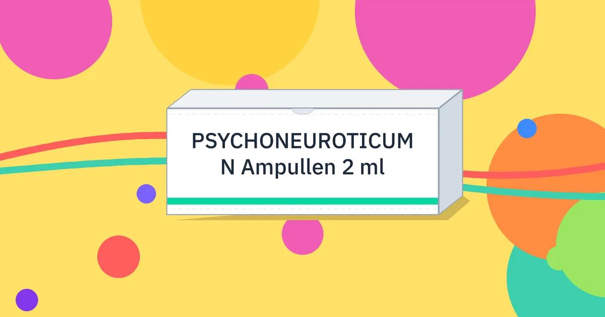 Symbolbild: Packung mit der Aufschrift PSYCHONEUROTICUM N Ampullen 2 ml (PZN 01715439) – Verfügbarkeit und Bezug in Apotheken in Frankfurt am Main