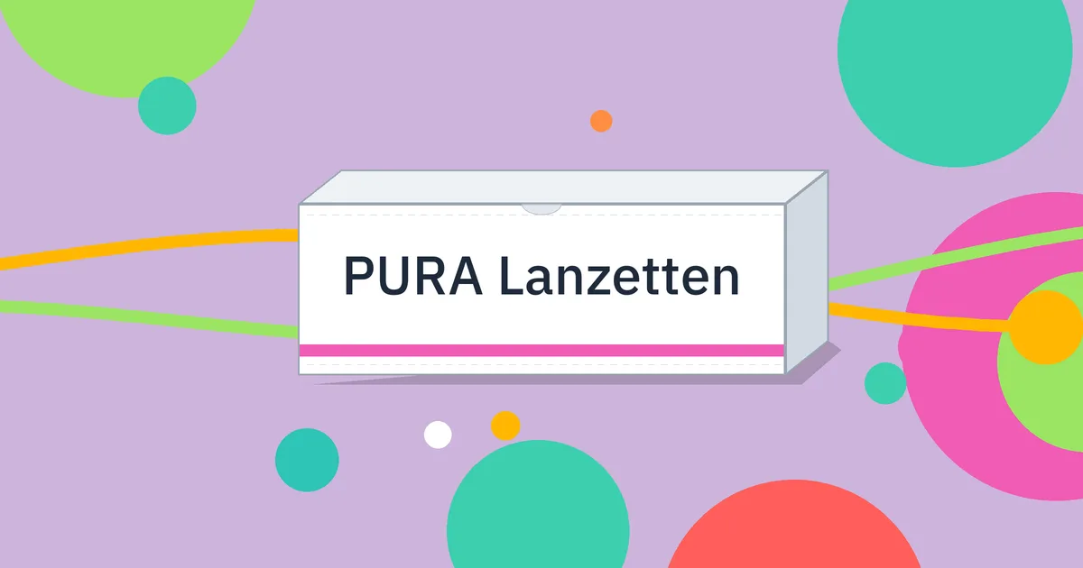 Symbolbild: Packung mit der Aufschrift PURA Lanzetten (PZN 09630926) – Verfügbarkeit und Bezug in Apotheken in Frankfurt am Main