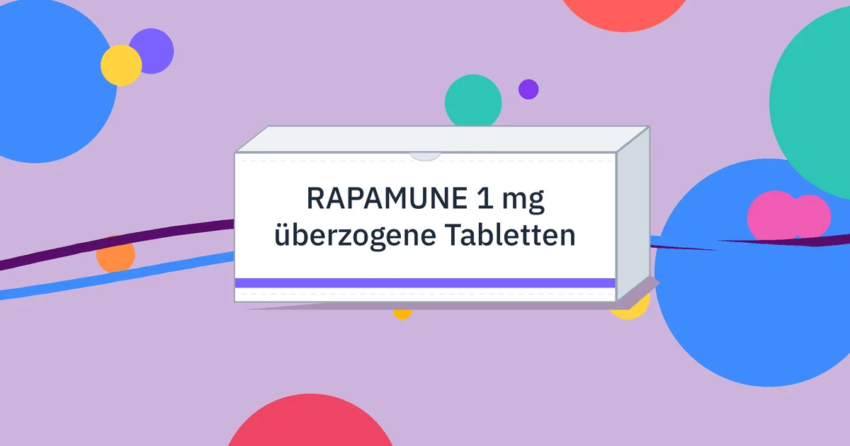 Symbolbild: Packung mit der Aufschrift RAPAMUNE 1 mg überzogene Tabletten (PZN 01682697) – Verfügbarkeit und Bezug in Apotheken in Frankfurt am Main