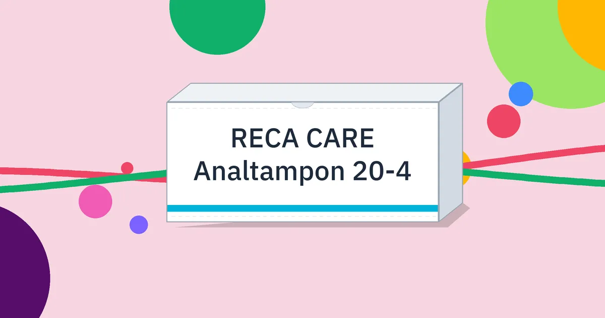 Symbolbild: Packung mit der Aufschrift RECA CARE Analtampon 20-4 (PZN 08643476) – Verfügbarkeit und Bezug in Apotheken in Frankfurt am Main