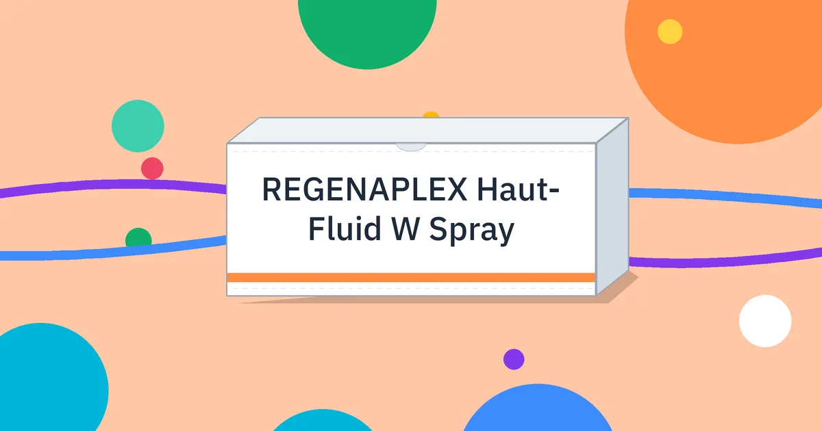 Symbolbild: Packung mit der Aufschrift REGENAPLEX Haut-Fluid W Spray (PZN 15889396) – Verfügbarkeit und Bezug in Apotheken in Frankfurt am Main