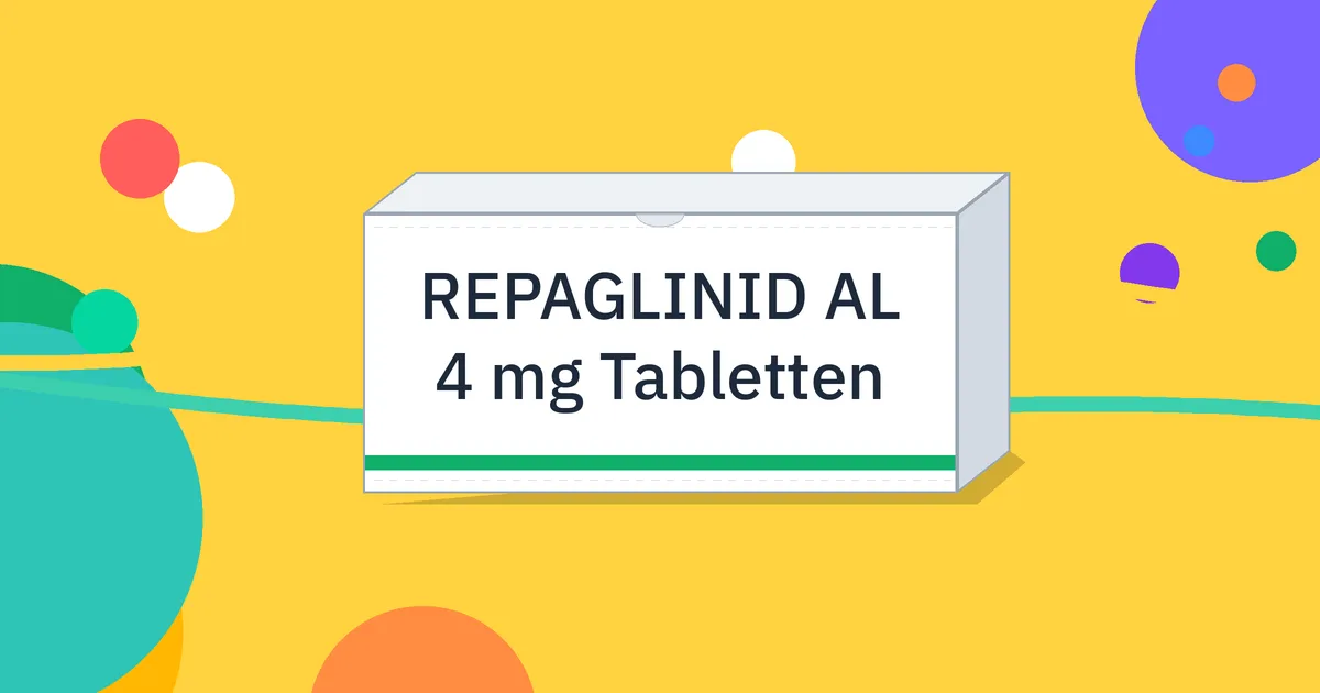 Symbolbild: Packung mit der Aufschrift REPAGLINID AL 4 mg Tabletten (PZN 05875298) – Verfügbarkeit und Bezug in Apotheken in Frankfurt am Main