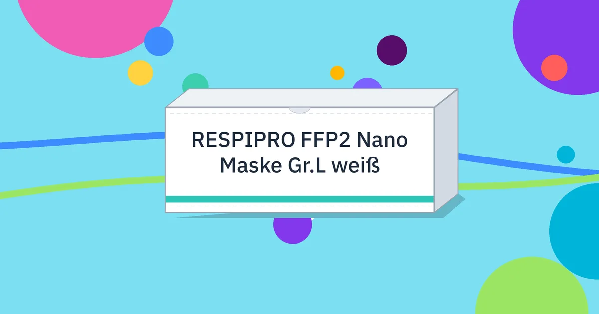 Symbolbild: Packung mit der Aufschrift RESPIPRO FFP2 Nano Maske Gr.L weiß (PZN 19167205) – Verfügbarkeit und Bezug in Apotheken in Frankfurt am Main
