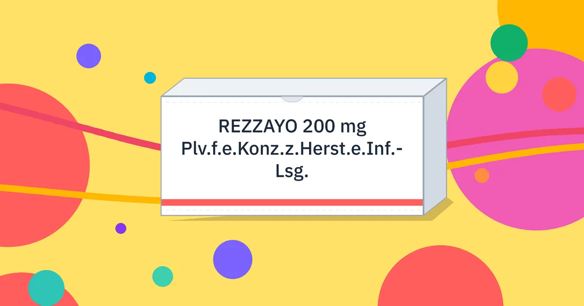 Symbolbild: Packung mit der Aufschrift REZZAYO 200 mg Plv.f.e.Konz.z.Herst.e.Inf.-Lsg. (PZN 18818244) – Verfügbarkeit und Bezug in Apotheken in Frankfurt am Main