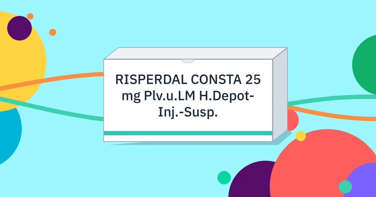 Symbolbild: Packung mit der Aufschrift RISPERDAL CONSTA 25 mg Plv.u.LM H.Depot-Inj.-Susp. (PZN 05481062) – Verfügbarkeit und Bezug in Apotheken in Frankfurt am Main