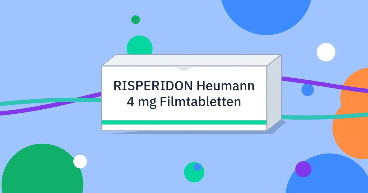 Symbolbild: Packung mit der Aufschrift RISPERIDON Heumann 4 mg Filmtabletten (PZN 01584055) – Verfügbarkeit und Bezug in Apotheken in Frankfurt am Main