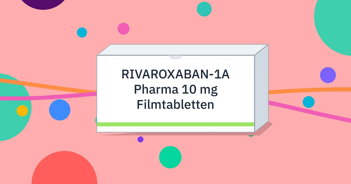 Symbolbild: Packung mit der Aufschrift RIVAROXABAN-1A Pharma 10 mg Filmtabletten (PZN 18712586) – Verfügbarkeit und Bezug in Apotheken in Frankfurt am Main