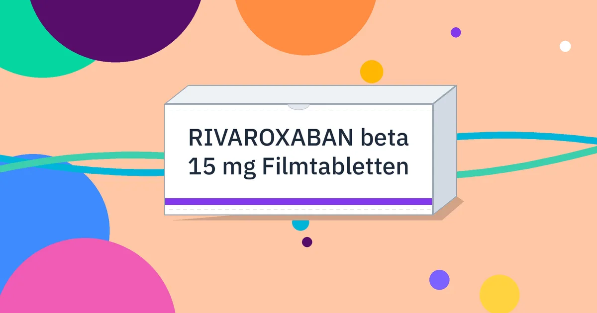 Symbolbild: Packung mit der Aufschrift RIVAROXABAN beta 15 mg Filmtabletten (PZN 19997183) – Verfügbarkeit und Bezug in Apotheken in Frankfurt am Main