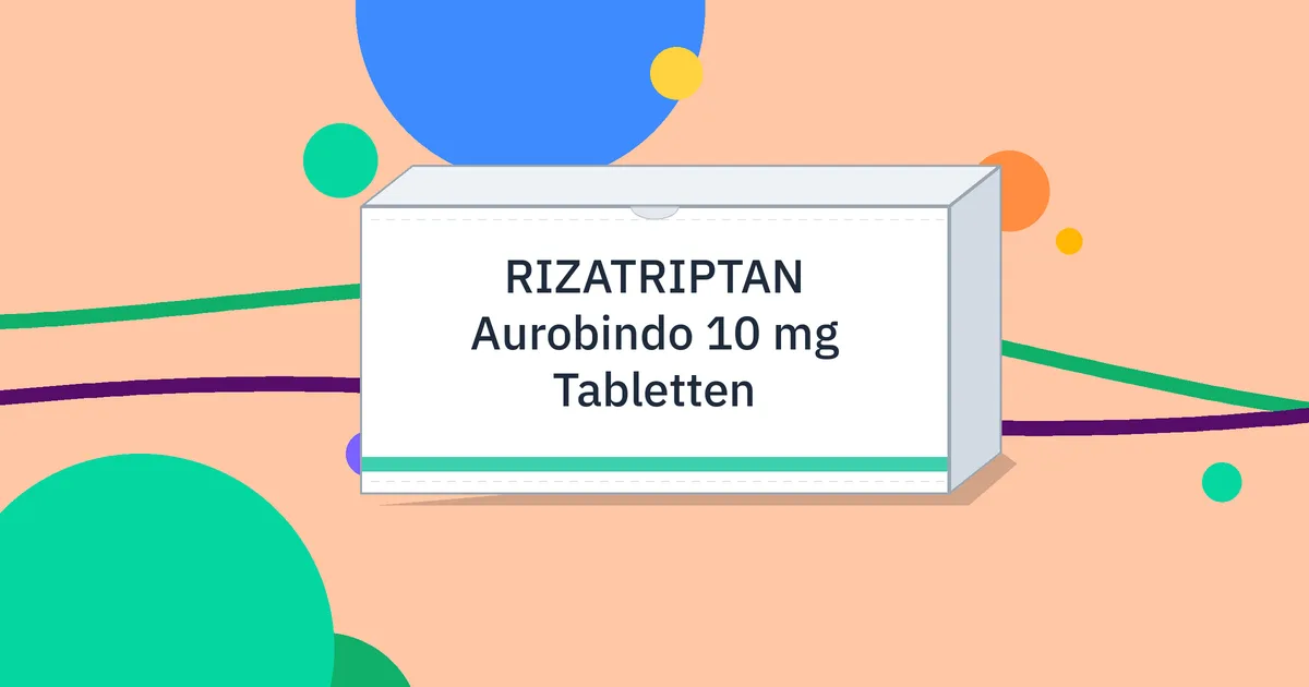 Symbolbild: Packung mit der Aufschrift RIZATRIPTAN Aurobindo 10 mg Tabletten (PZN 02158900) – Verfügbarkeit und Bezug in Apotheken in Frankfurt am Main