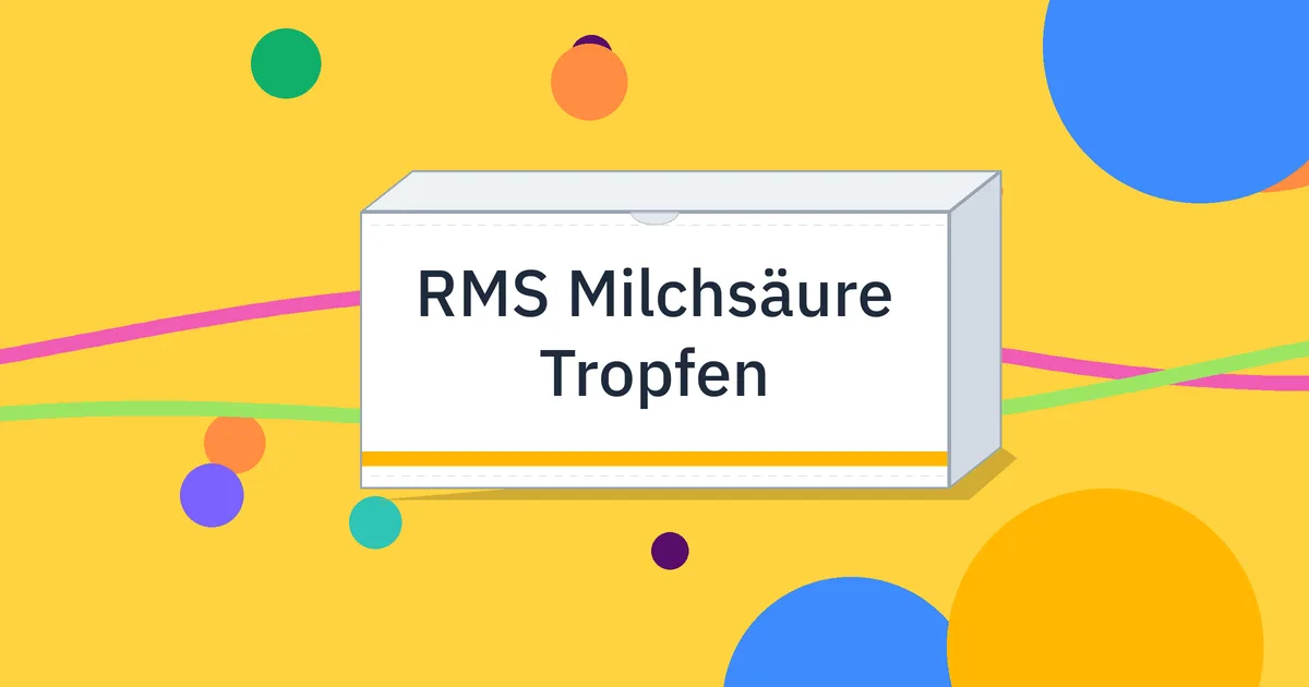 Symbolbild: Packung mit der Aufschrift RMS Milchsäure Tropfen (PZN 05961253) – Verfügbarkeit und Bezug in Apotheken in Frankfurt am Main