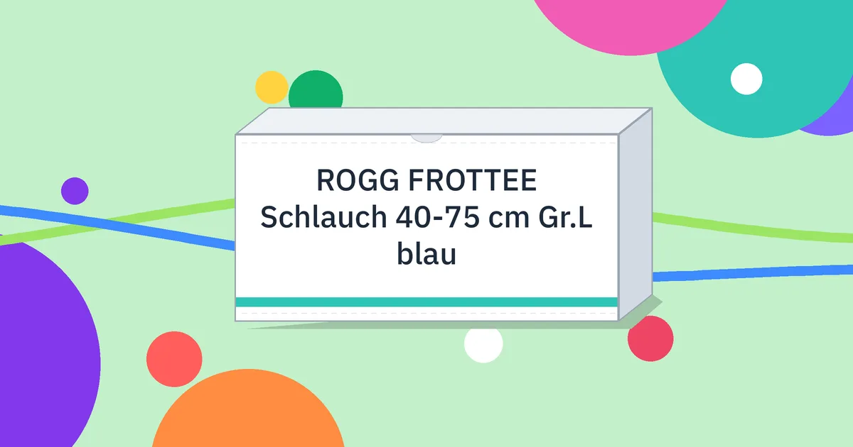 Symbolbild: Packung mit der Aufschrift ROGG FROTTEE Schlauch 40-75 cm Gr.L blau (PZN 05963140) – Verfügbarkeit und Bezug in Apotheken in Frankfurt am Main