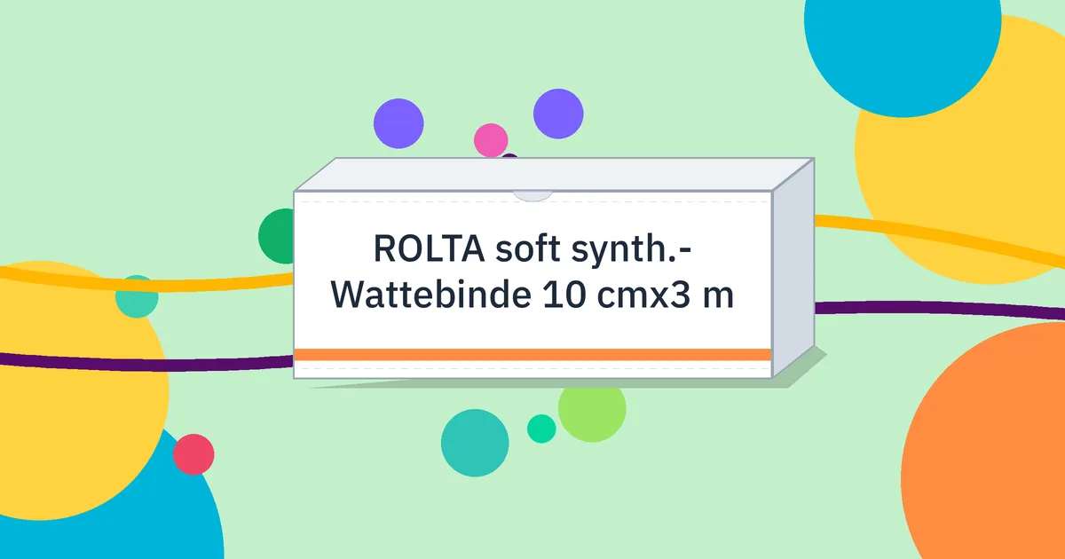Symbolbild: Packung mit der Aufschrift ROLTA soft synth.-Wattebinde 10 cmx3 m (PZN 16794628) – Verfügbarkeit und Bezug in Apotheken in Frankfurt am Main