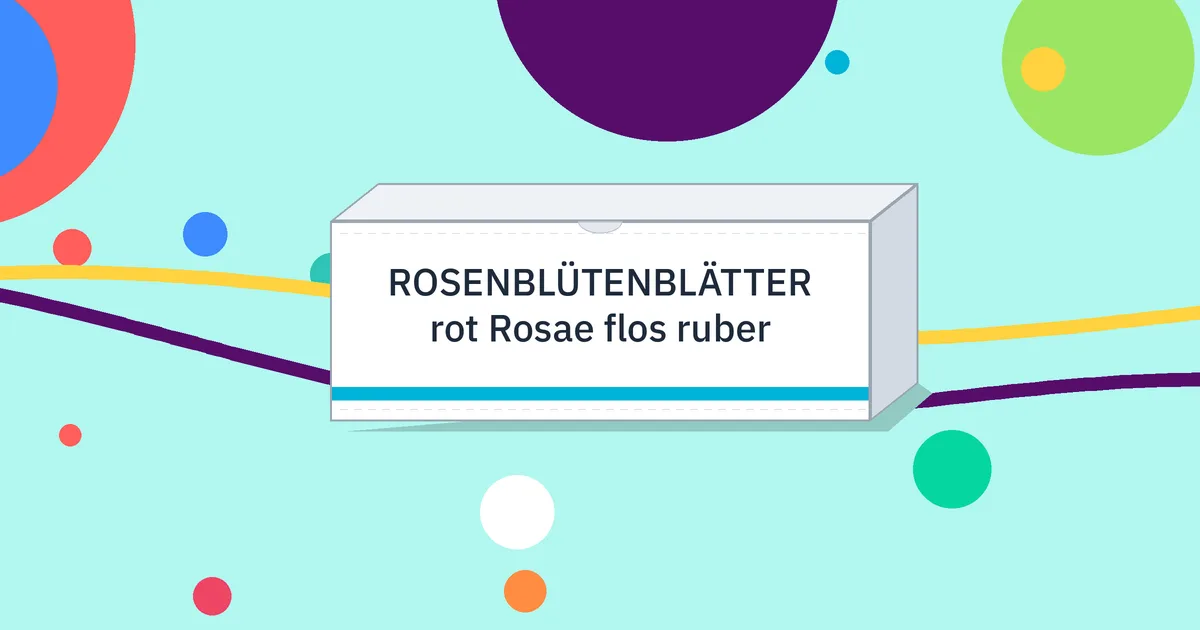 Symbolbild: Packung mit der Aufschrift ROSENBLÜTENBLÄTTER rot Rosae flos ruber (PZN 20953529) – Verfügbarkeit und Bezug in Apotheken in Frankfurt am Main