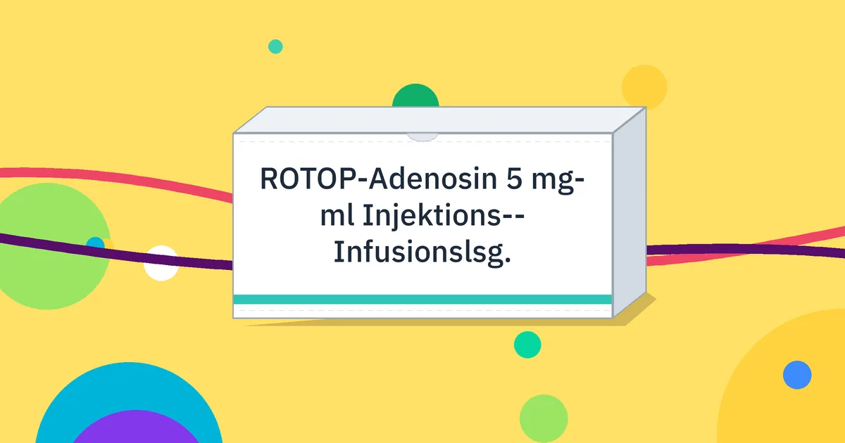 Symbolbild: Packung mit der Aufschrift ROTOP-Adenosin 5 mg-ml Injektions--Infusionslsg. (PZN 04369624) – Verfügbarkeit und Bezug in Apotheken in Frankfurt am Main