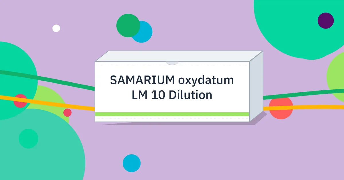 Symbolbild: Packung mit der Aufschrift SAMARIUM oxydatum LM 10 Dilution (PZN 13682515) – Verfügbarkeit und Bezug in Apotheken in Frankfurt am Main