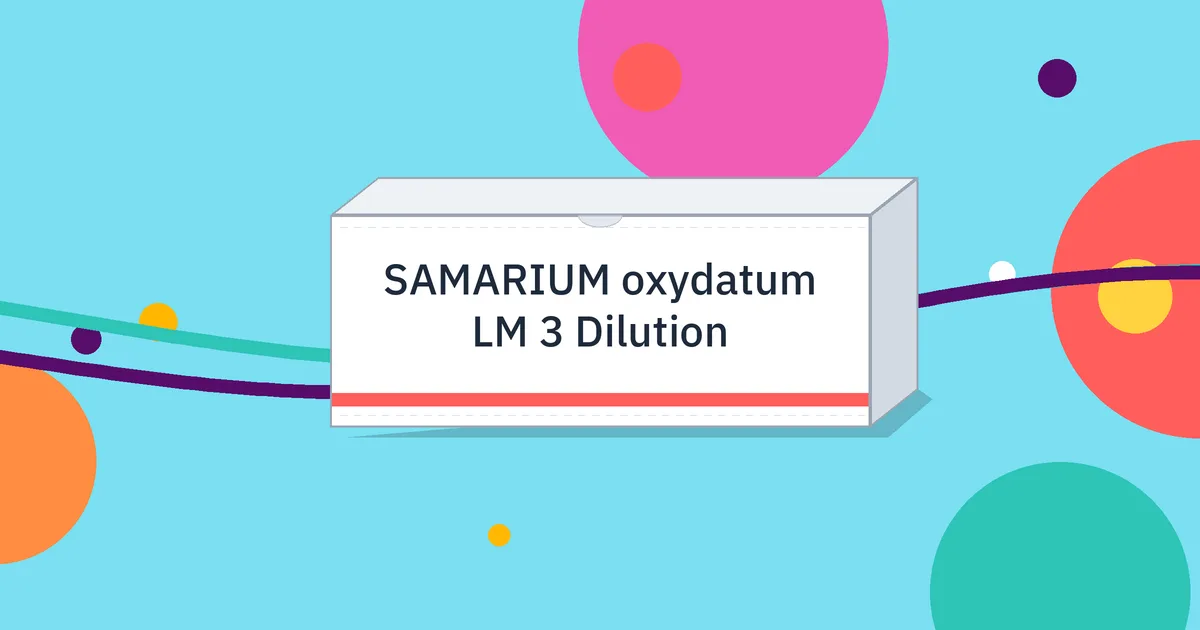 Symbolbild: Packung mit der Aufschrift SAMARIUM oxydatum LM 3 Dilution (PZN 13682320) – Verfügbarkeit und Bezug in Apotheken in Frankfurt am Main