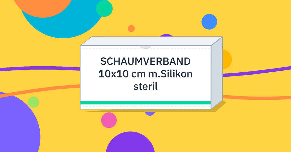 Symbolbild: Packung mit der Aufschrift SCHAUMVERBAND 10x10 cm m.Silikon steril (PZN 19509338) – Verfügbarkeit und Bezug in Apotheken in Frankfurt am Main