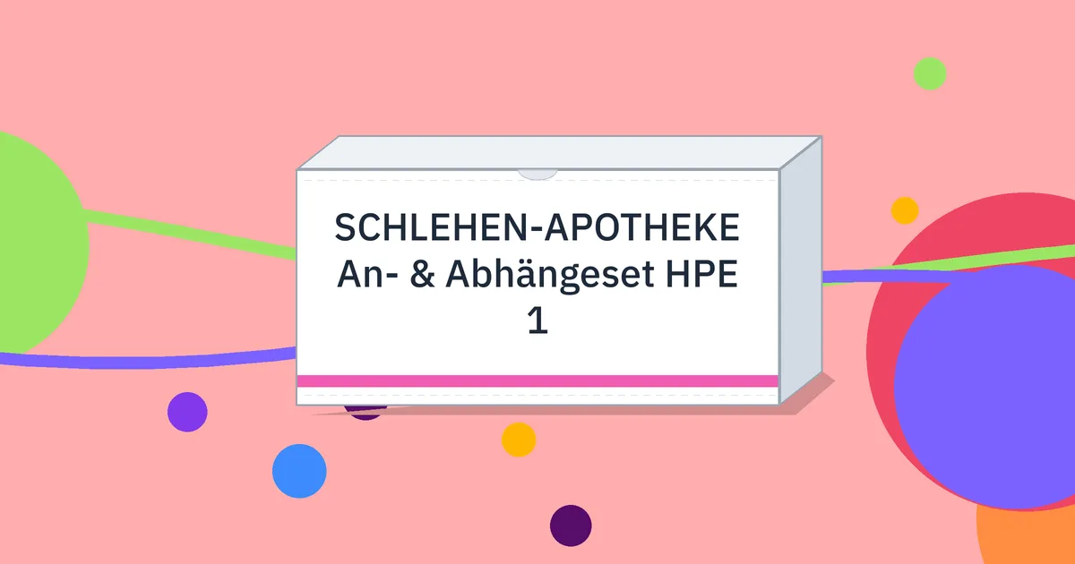 Symbolbild: Packung mit der Aufschrift SCHLEHEN-APOTHEKE An- & Abhängeset HPE 1 (PZN 14015979) – Verfügbarkeit und Bezug in Apotheken in Frankfurt am Main