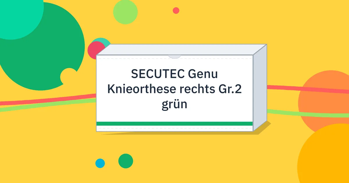 Symbolbild: Packung mit der Aufschrift SECUTEC Genu Knieorthese rechts Gr.2 grün (PZN 12510841) – Verfügbarkeit und Bezug in Apotheken in Frankfurt am Main