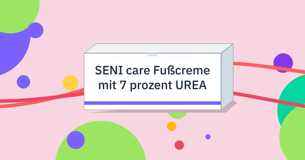 Symbolbild: Packung mit der Aufschrift SENI care Fußcreme mit 7 prozent UREA (PZN 17581886) – Verfügbarkeit und Bezug in Apotheken in Frankfurt am Main