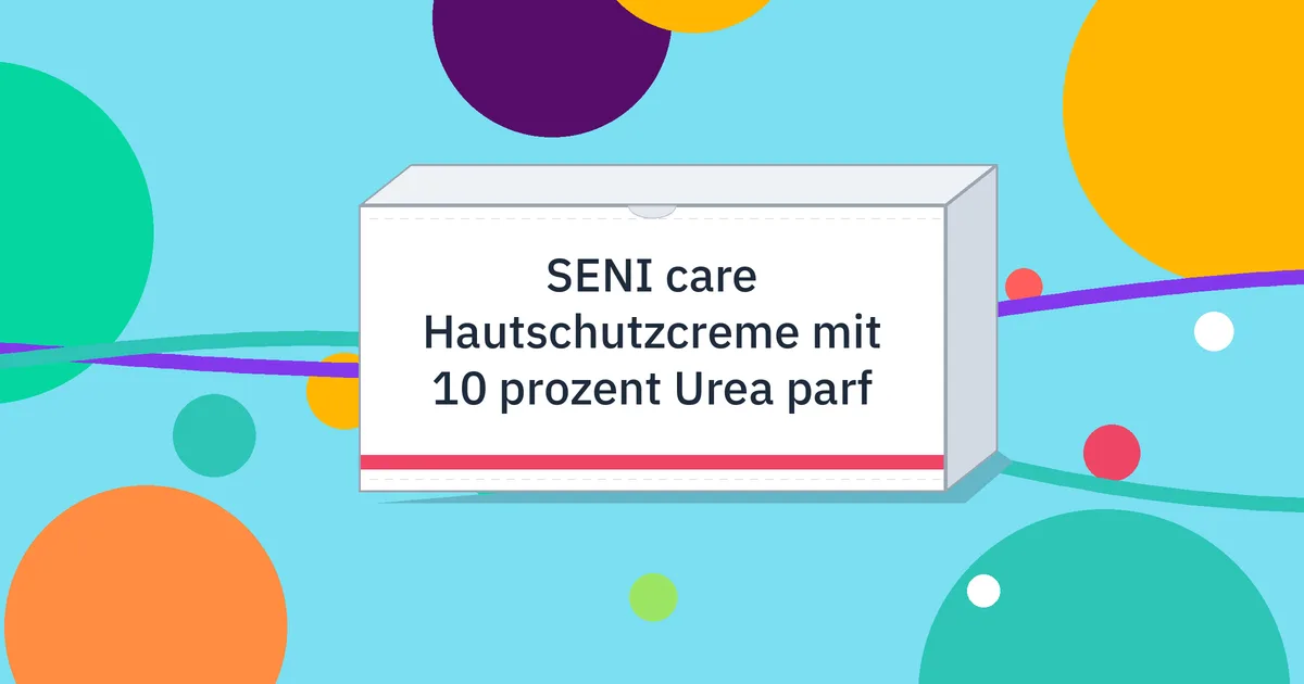 Symbolbild: Packung mit der Aufschrift SENI care Hautschutzcreme mit 10 prozent Urea parf (PZN 15815334) – Verfügbarkeit und Bezug in Apotheken in Frankfurt am Main