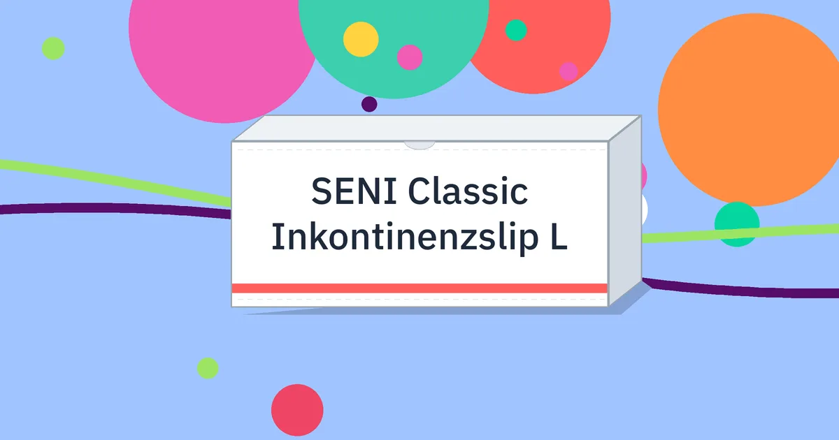 Symbolbild: Packung mit der Aufschrift SENI Classic Inkontinenzslip L (PZN 13334636) – Verfügbarkeit und Bezug in Apotheken in Frankfurt am Main