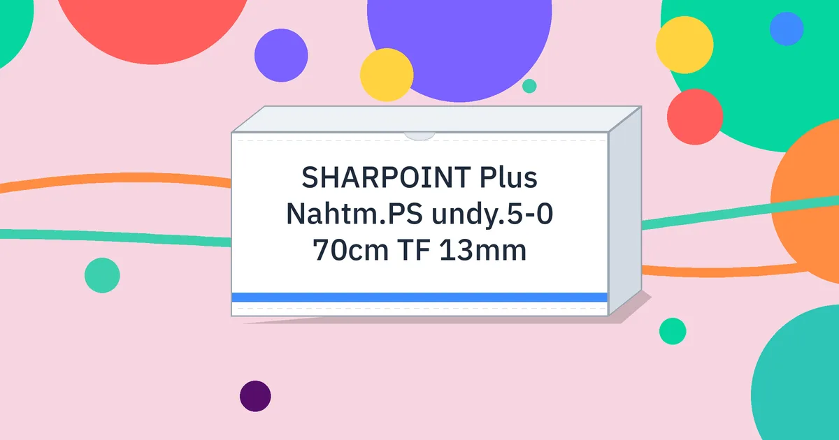 Symbolbild: Packung mit der Aufschrift SHARPOINT Plus Nahtm.PS undy.5-0 70cm TF 13mm (PZN 17995211) – Verfügbarkeit und Bezug in Apotheken in Frankfurt am Main