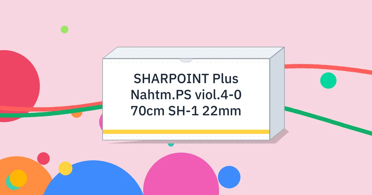 Symbolbild: Packung mit der Aufschrift SHARPOINT Plus Nahtm.PS viol.4-0 70cm SH-1 22mm (PZN 17995174) – Verfügbarkeit und Bezug in Apotheken in Frankfurt am Main