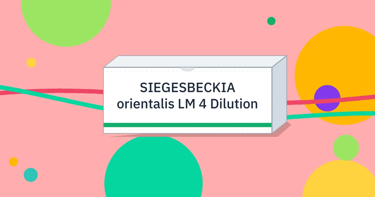 Symbolbild: Packung mit der Aufschrift SIEGESBECKIA orientalis LM 4 Dilution (PZN 13676963) – Verfügbarkeit und Bezug in Apotheken in Frankfurt am Main