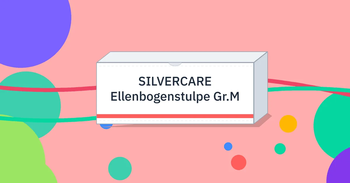 Symbolbild: Packung mit der Aufschrift SILVERCARE Ellenbogenstulpe Gr.M (PZN 06716188) – Verfügbarkeit und Bezug in Apotheken in Frankfurt am Main