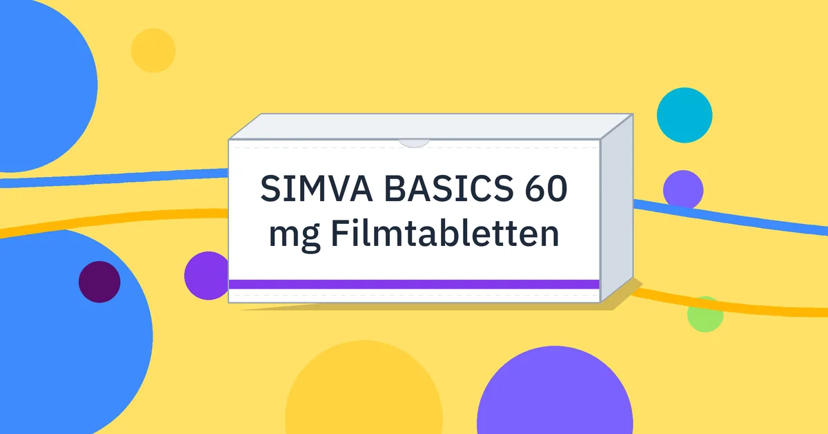 Symbolbild: Packung mit der Aufschrift SIMVA BASICS 60 mg Filmtabletten (PZN 07021809) – Verfügbarkeit und Bezug in Apotheken in Frankfurt am Main
