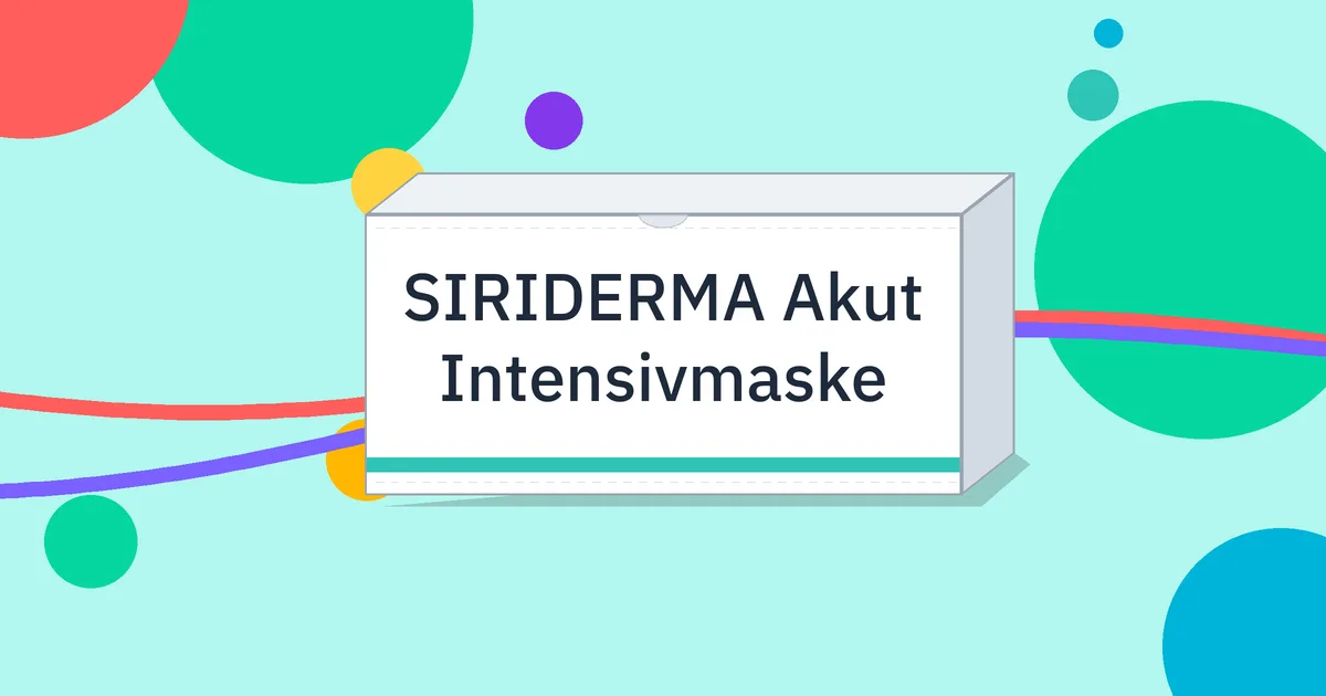 Symbolbild: Packung mit der Aufschrift SIRIDERMA Akut Intensivmaske (PZN 18407630) – Verfügbarkeit und Bezug in Apotheken in Frankfurt am Main