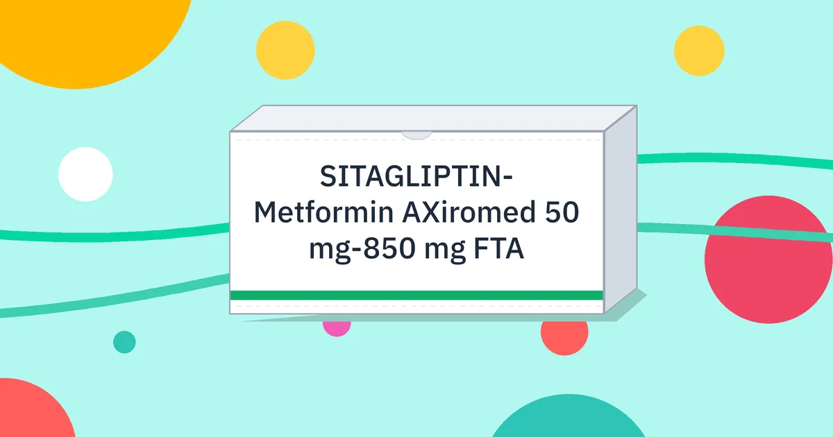 Symbolbild: Packung mit der Aufschrift SITAGLIPTIN-Metformin AXiromed 50 mg-850 mg FTA (PZN 18058968) – Verfügbarkeit und Bezug in Apotheken in Frankfurt am Main