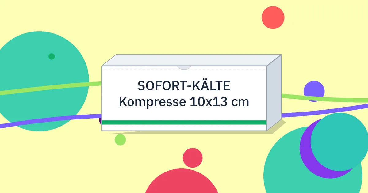 Symbolbild: Packung mit der Aufschrift SOFORT-KÄLTE Kompresse 10x13 cm (PZN 15589211) – Verfügbarkeit und Bezug in Apotheken in Frankfurt am Main