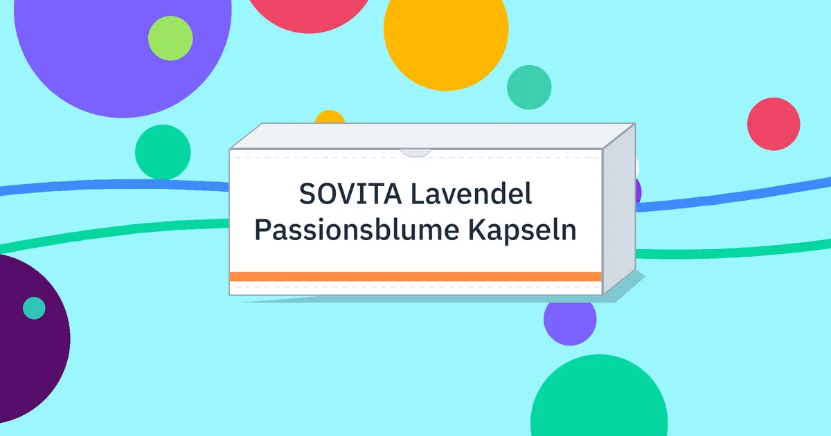 Symbolbild: Packung mit der Aufschrift SOVITA Lavendel Passionsblume Kapseln (PZN 16863884) – Verfügbarkeit und Bezug in Apotheken in Frankfurt am Main
