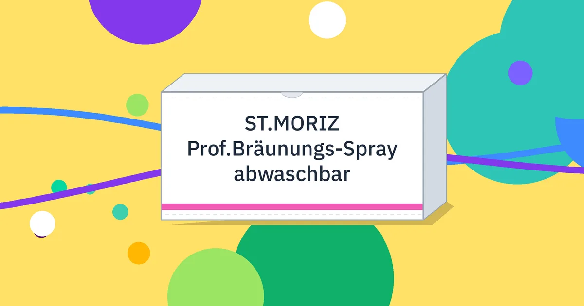 Symbolbild: Packung mit der Aufschrift ST.MORIZ Prof.Bräunungs-Spray abwaschbar (PZN 12454924) – Verfügbarkeit und Bezug in Apotheken in Frankfurt am Main
