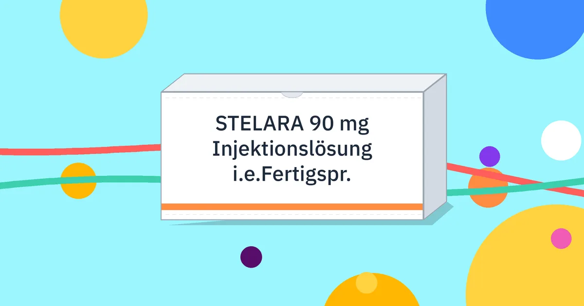 Symbolbild: Packung mit der Aufschrift STELARA 90 mg Injektionslösung i.e.Fertigspr. (PZN 06435992) – Verfügbarkeit und Bezug in Apotheken in Frankfurt am Main